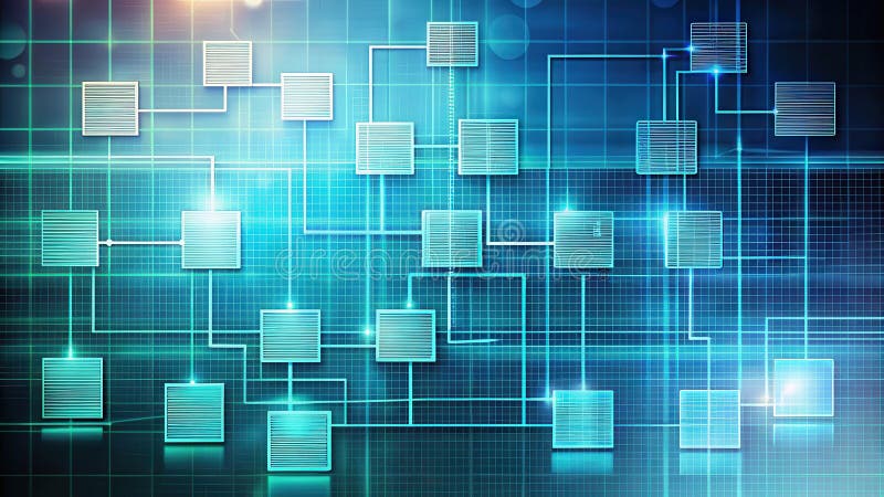 Abstract Network Data Flow Visualization Interconnected Teal Blocks on ...