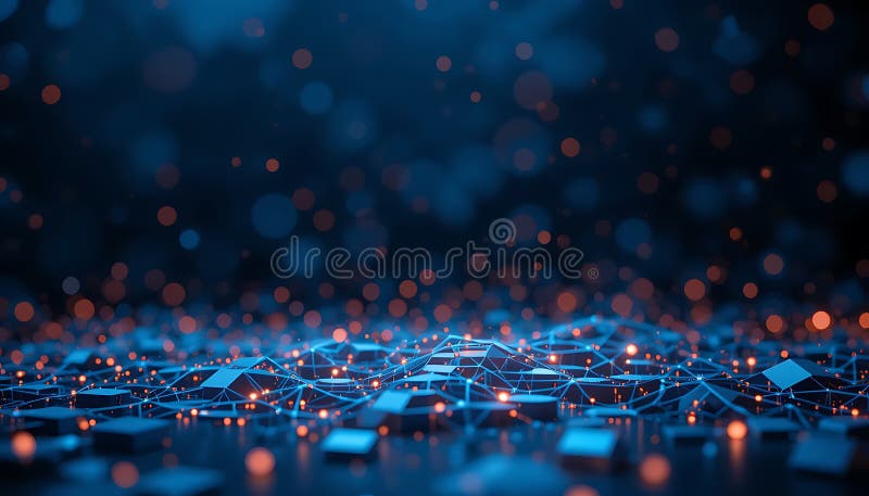 Abstract Network Data Visualization with Glowing Nodes Stock Illustration - Illustration of ...