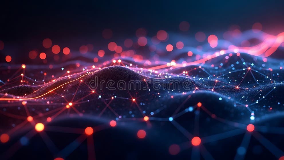 Abstract Network Data Visualization: Red and Blue Nodes Stock Image ...