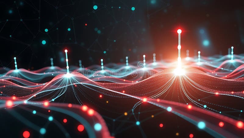 Abstract Network Data Visualization Showing Interconnected Nodes Stock