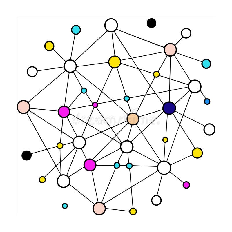 Abstract Network Design with Colorful Dots Vector Illustration Stock ...
