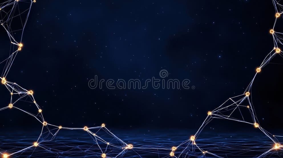 Abstract Network Design with Illuminated Nodes and Dark Background for ...