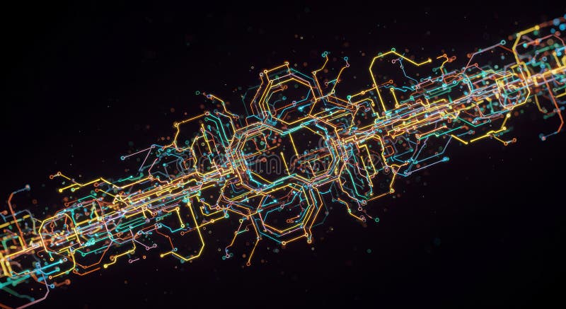Abstract Network Design Illustrates Interconnected Nodes with a Digital ...