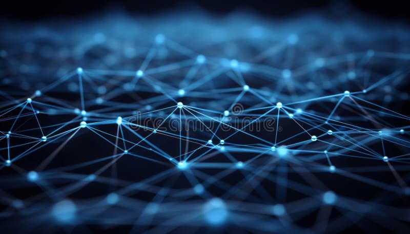 Abstract Network of Dots on Vibrant Blue Background Symbolizing ...
