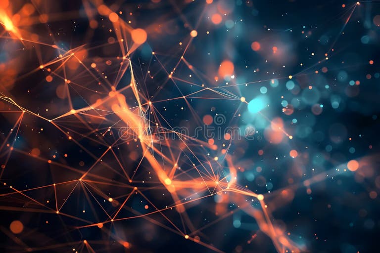 Abstract Network, Exploring Interconnected Nodes and Glowing Connections with Dynamic ...