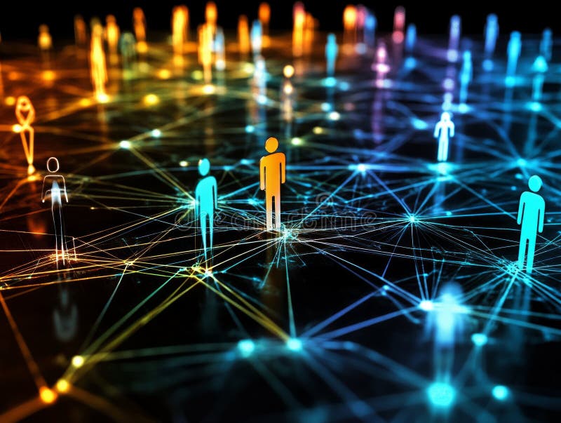 Abstract Network Glowing Figures Connected Lines Digital Matrix Stock ...