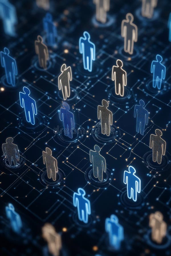 Abstract Network of Glowing Human Figures Connected through Digital ...