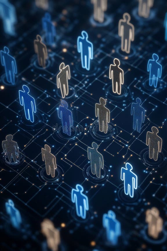 Abstract Network of Glowing Human Figures Connected through Digital ...