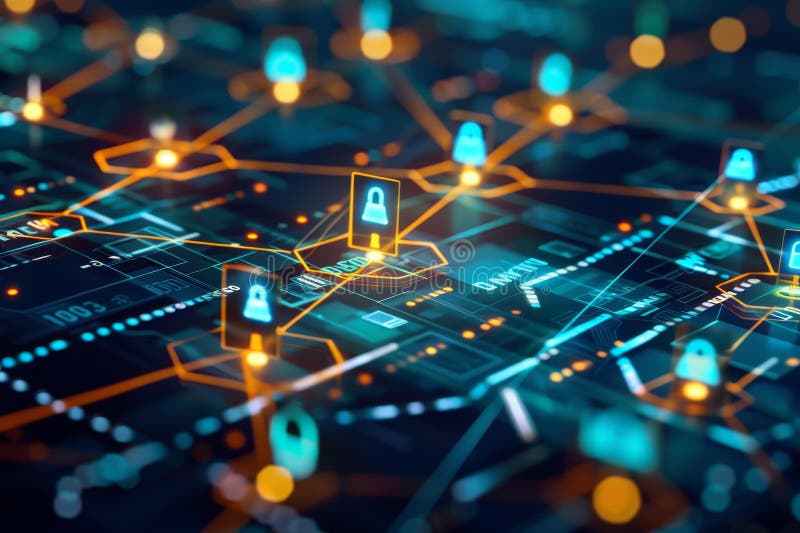 Abstract Network of Glowing Lights Symbolizing Connectivity and Data ...