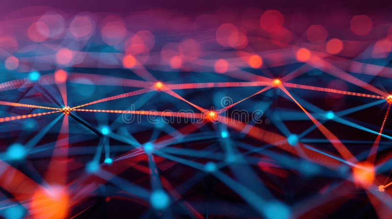 Abstract Network of Glowing Lines and Dots, Representing Connection ...