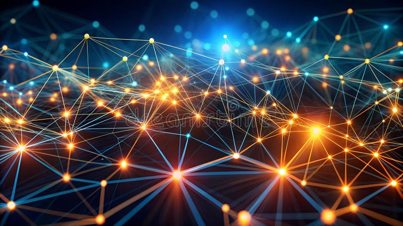 Abstract Network Of Glowing Lines And Nodes Generative Ai Stock Image Image Of Lines Neural