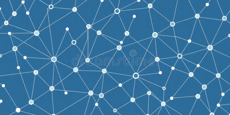 Abstract Network Graphic with White Nodes and Lines on a Blue ...