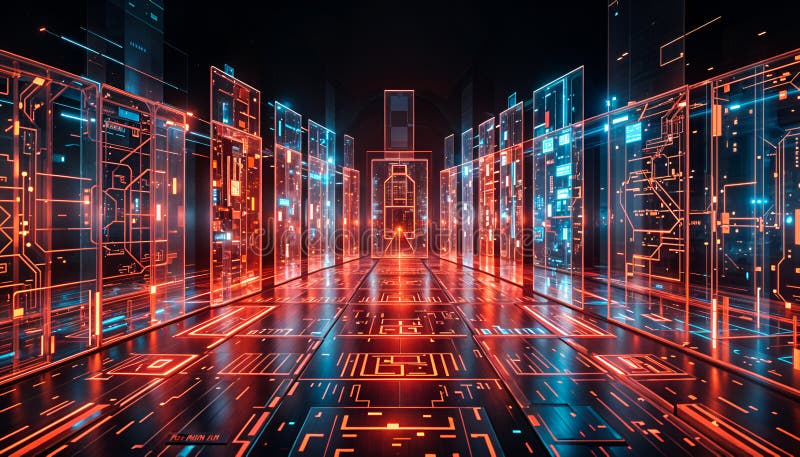 Abstract Network Grid for Digital Document Management: Futuristic ...