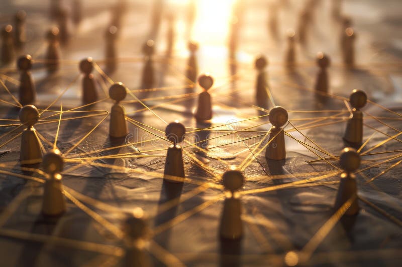 Abstract Network of Human Figures Connected by Lines Representing ...