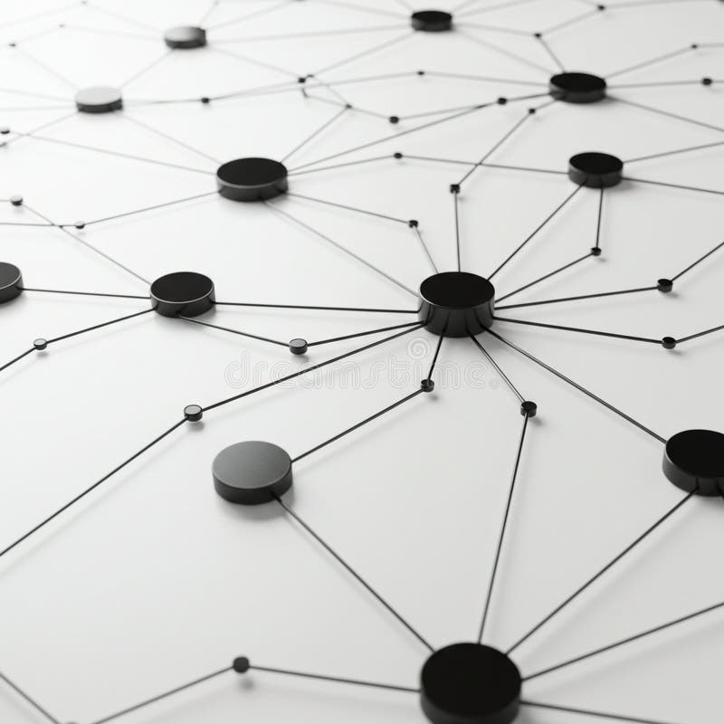 An Abstract Network Illustration Depicting Interconnected Black Discs ...