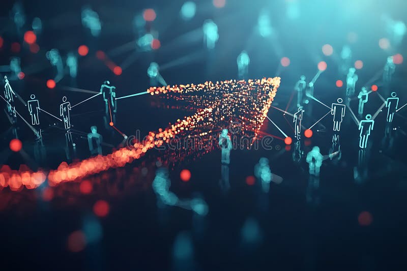 Abstract Network Illustration Featuring Human Figures and Arrows ...