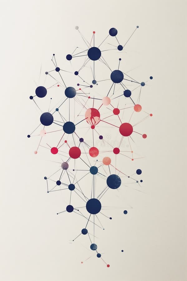 Abstract Network Illustration with Interconnected Dots in Blue and Red ...