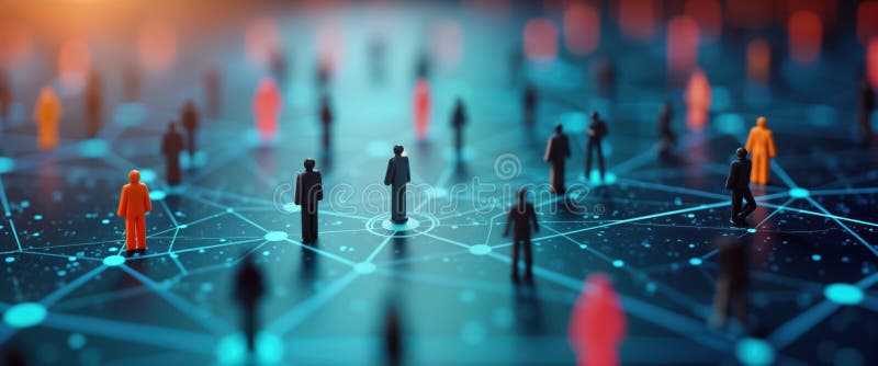 Abstract Network Illustration of People Connected in Community. Tiny ...