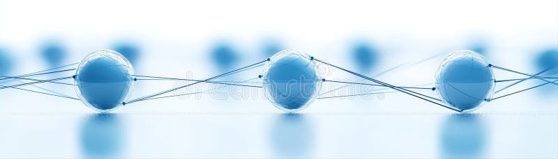 Abstract Network Illustration Showcases Connected Blue Spheres Linked ...