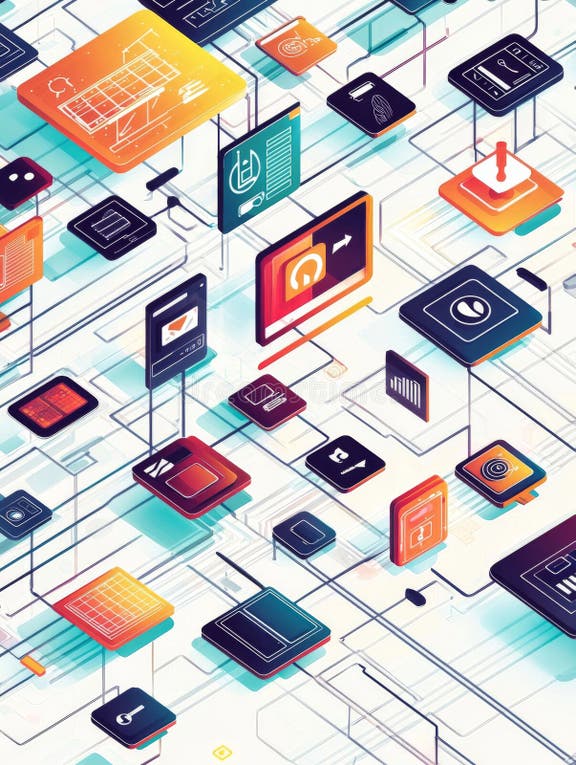 Abstract Network of Interconnected Digital Devices and Systems Stock ...