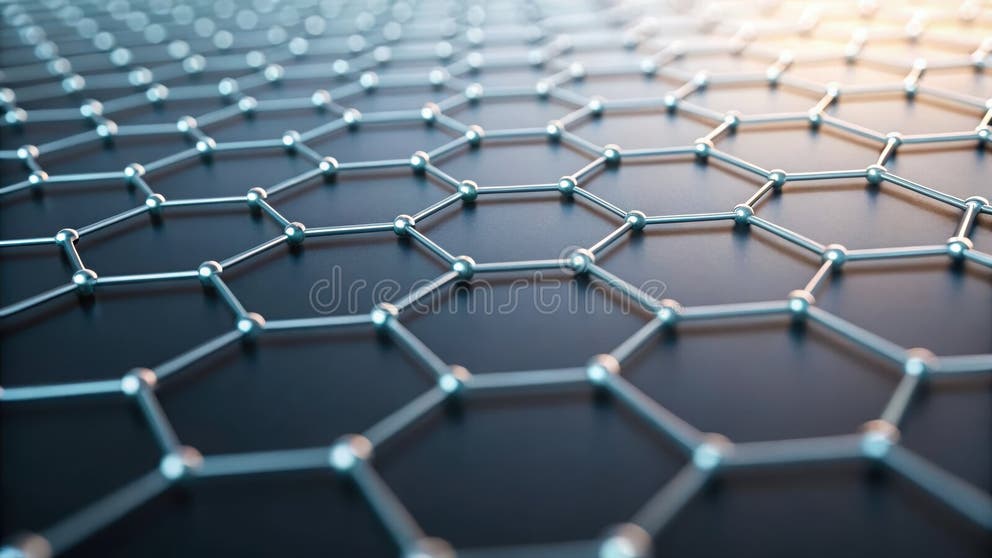 Abstract Network of Interconnected Hexagons Forming a Complex Molecular ...