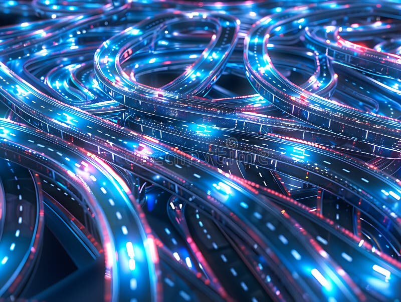 Abstract Network of Interconnected Highways and Roads Transportation ...