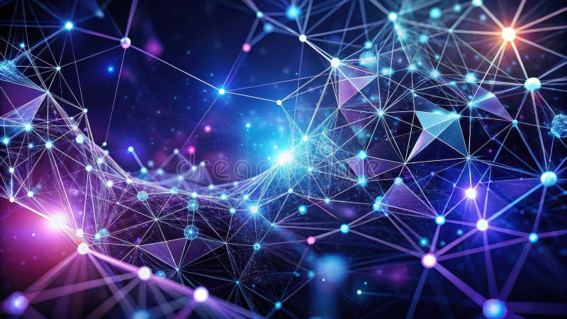 Abstract Network of Interconnected Nodes and Lines Showing a Complex System of Communication and ...