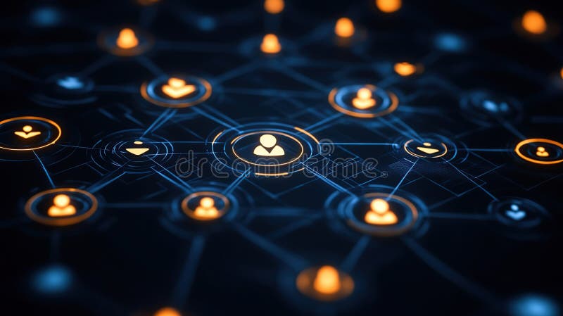 Abstract Network of Interconnected User Profiles, Depicting Digital ...