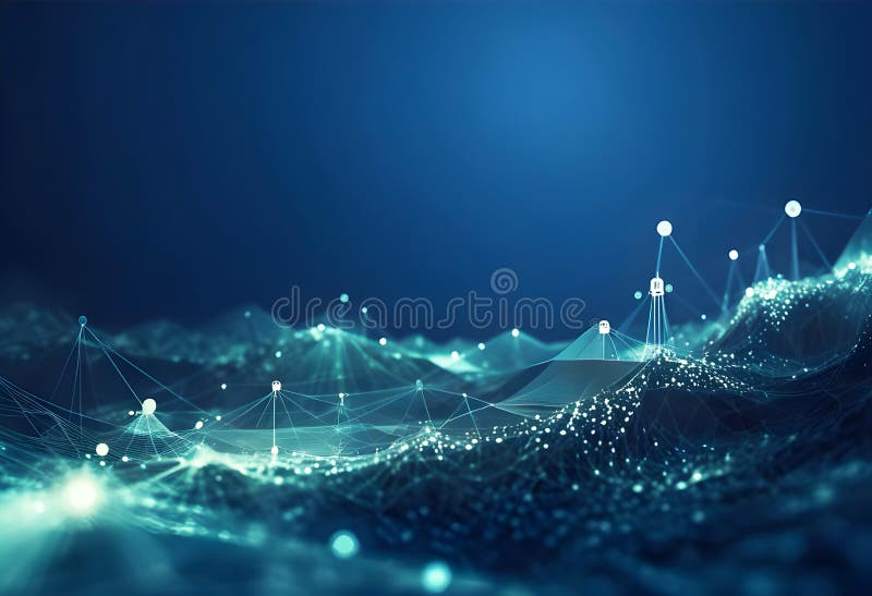 Abstract Network of Interlinked Glowing Lines, Technology Background ...