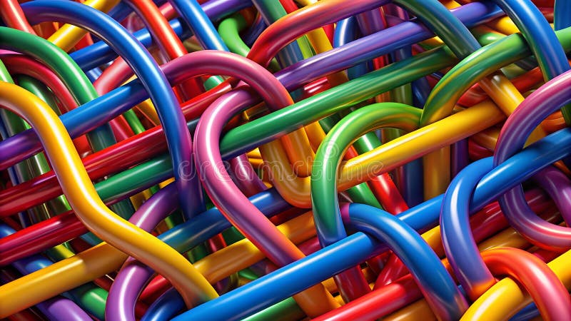 Abstract Network of Intertwined Cables and Pipes: a Symphony of Color ...