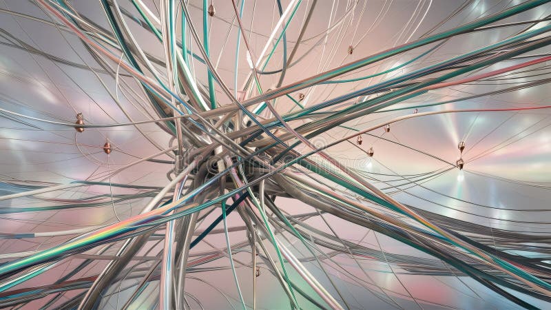 Abstract Network of Intertwined Metallic Wires, High Quality Image ...