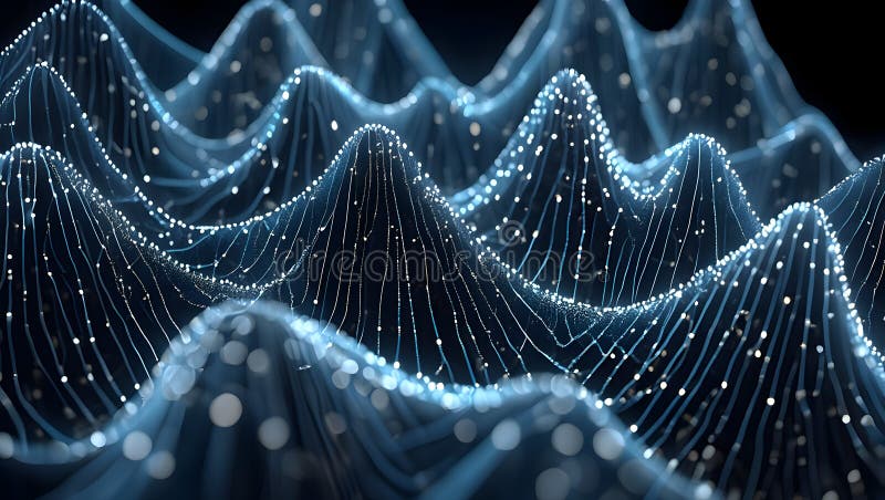 Abstract Network Landscape Formed by Blue Lines and Luminous Dots ...