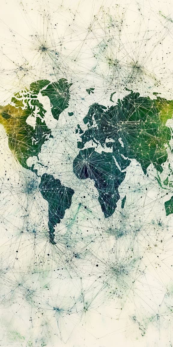 Abstract Network Map Illustrating Global Connections and Environmental ...