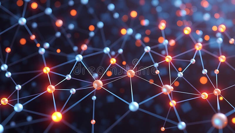 Abstract Network Nodes Connected by Lines Stock Illustration ...
