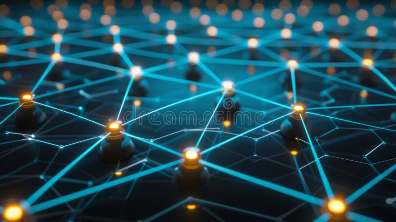 Abstract Network Nodes and Connection Lines, Internet Structure Stock ...