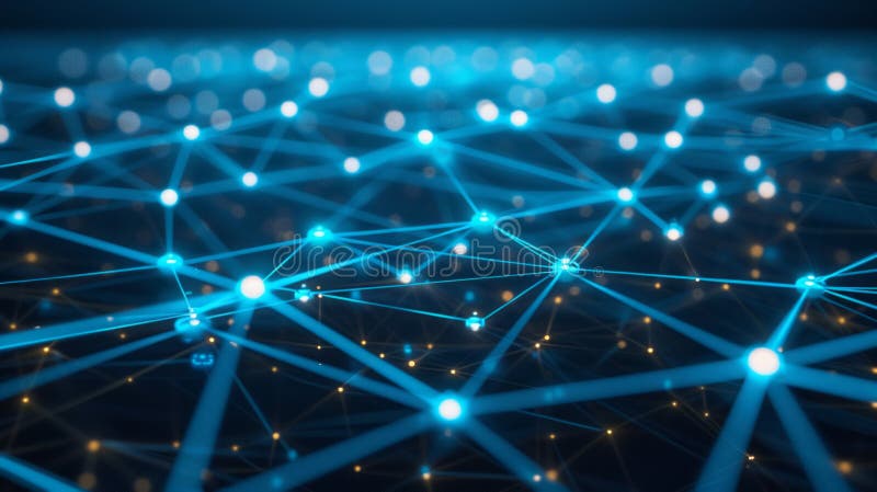 Abstract Network Nodes with Glowing Connections, Science Technology ...