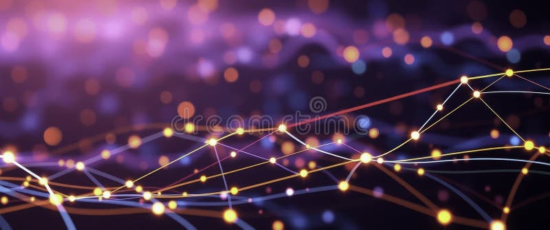 Abstract Network Nodes Glowing Lines Depicting Data Flow and ...