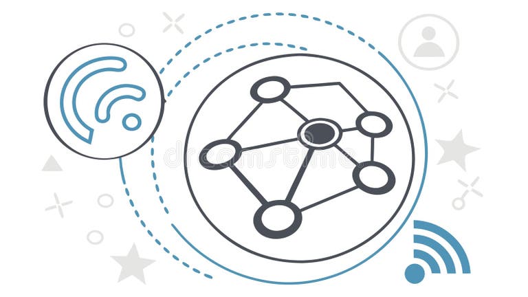 Abstract Network Nodes with WiFi, Global Connection and IoT, Vector ...