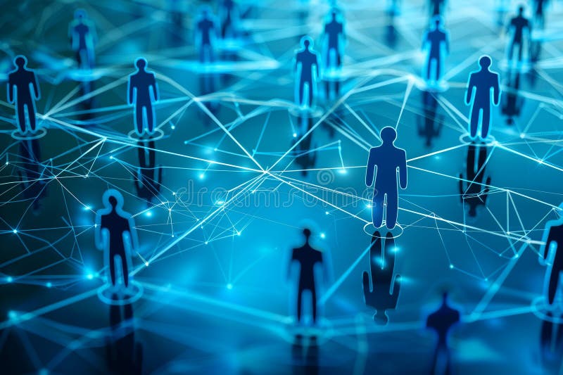 Abstract Network with People Silhouettes Connected by Lines Stock ...