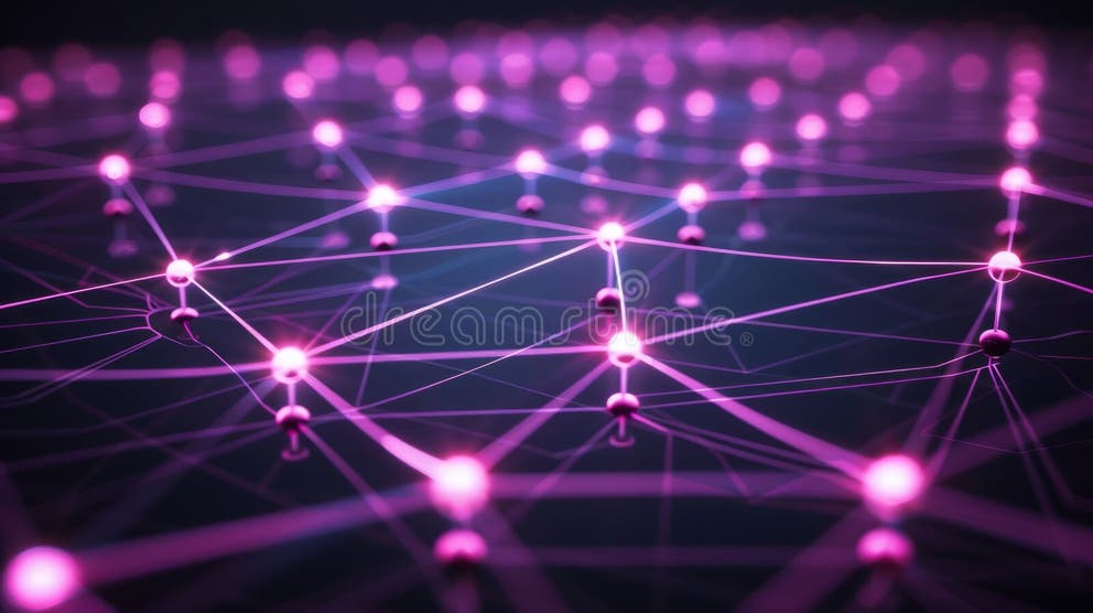 Abstract Network: Pink Nodes Connected by Lines for Technology, Data ...