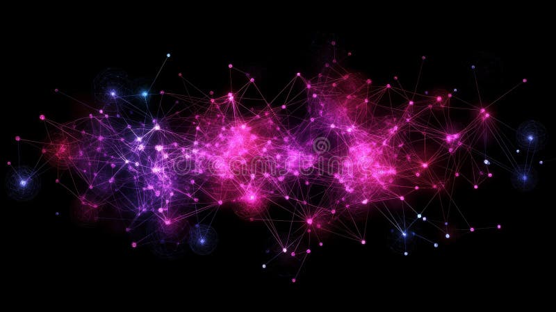 Abstract Network of Pink and Purple Light Nodes Stock Image - Image of ...