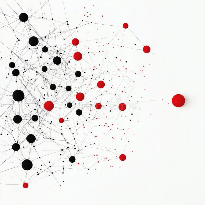 Geometric Network Red Black Nodes White Background Stock Photos - Free ...