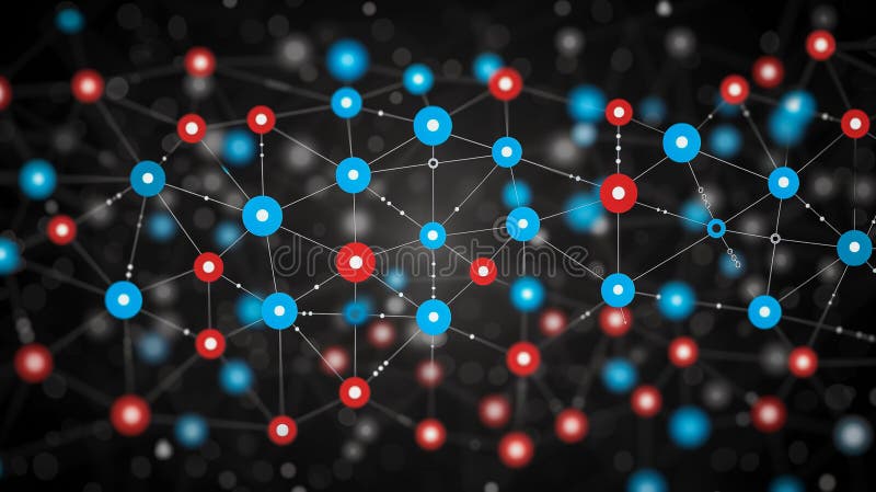 Abstract Network of Red and Blue Nodes Stock Illustration ...