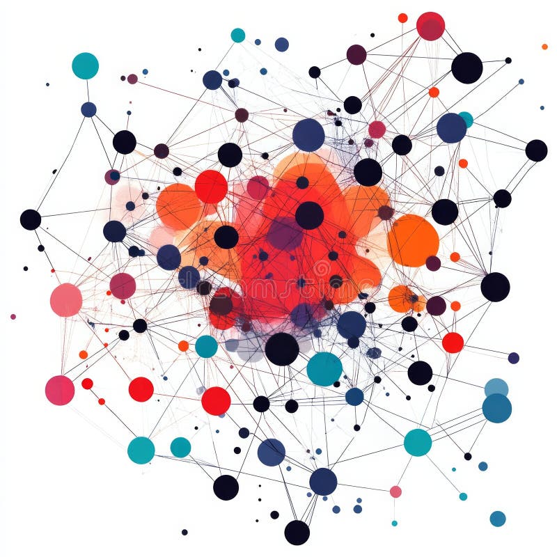 Abstract Network Representation Colorful Dots Interconnecting Lines