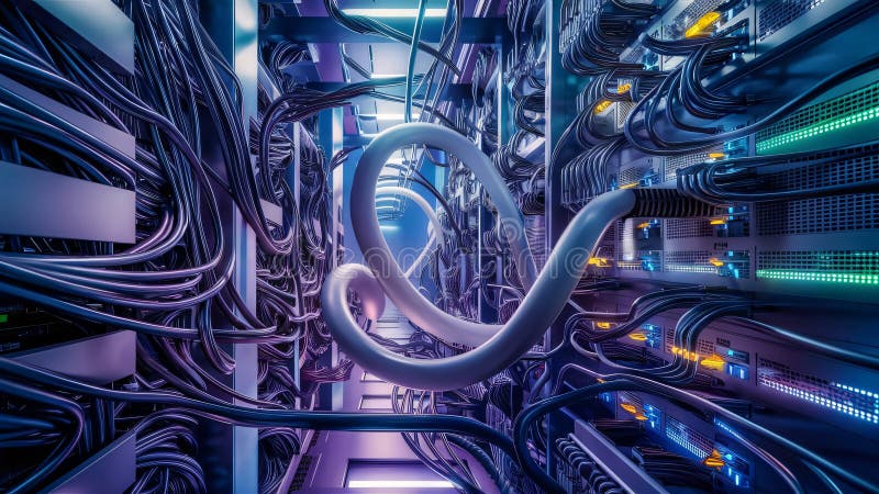 Abstract Network Server Room, Complex Data Center High Quality Image ...
