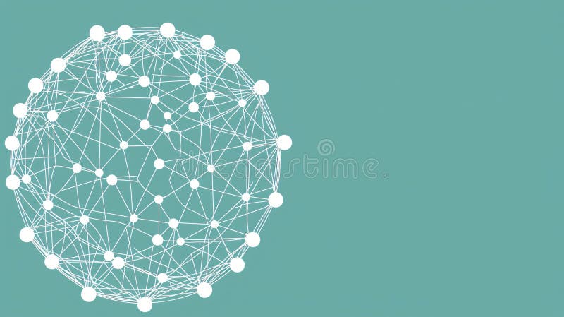 Abstract Network Sphere Global Connectivity White Nodes and Lines on ...