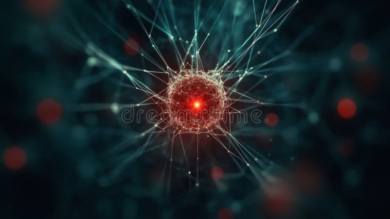 Abstract Network Sphere Glowing Red Core Stock Illustration ...