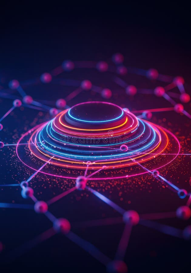 Abstract Network Sphere with Pink and Blue Neon Lights Stock ...