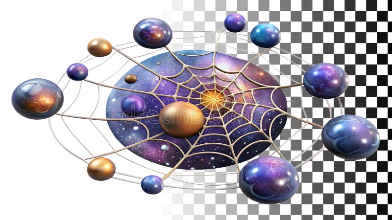 Abstract Network Spiderweb Nodes Connections Purple Orbs Sci,fi Web Png ...