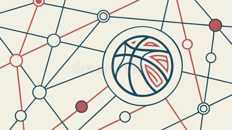 Abstract Network Structure with Basketball Icon, Vector Design ...